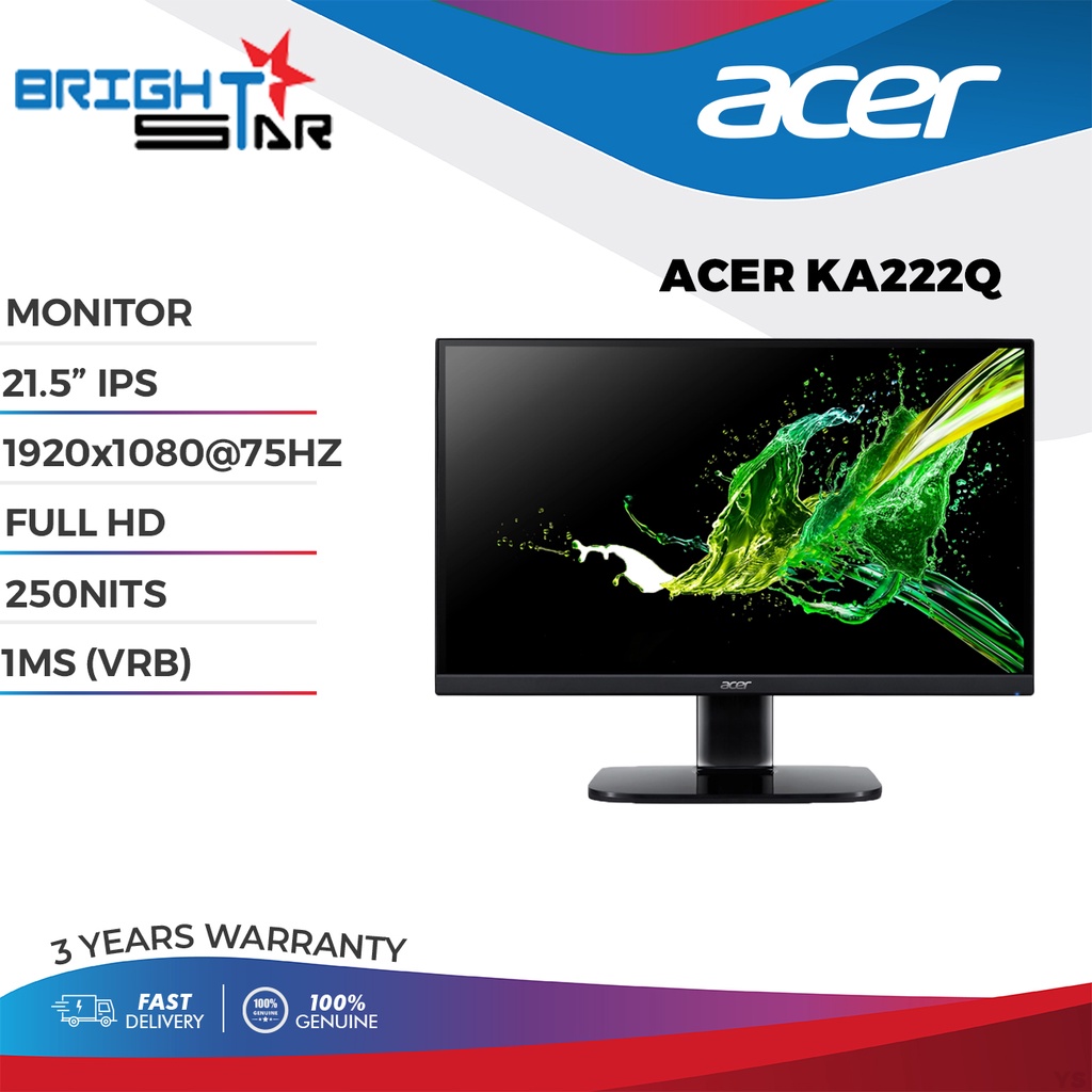 ACER 22" ACER KA222Q MONITOR / 21.5" VA PANEL / 1920x1080@75HZ FHD ...