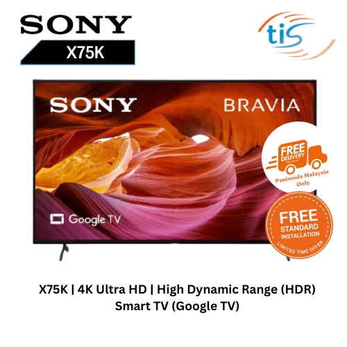 SNY-KD55X75K | Sony 55 Inch X75K 4K Ultra HD High Dynamic Range (HDR) Smart TV (Google TV ...
