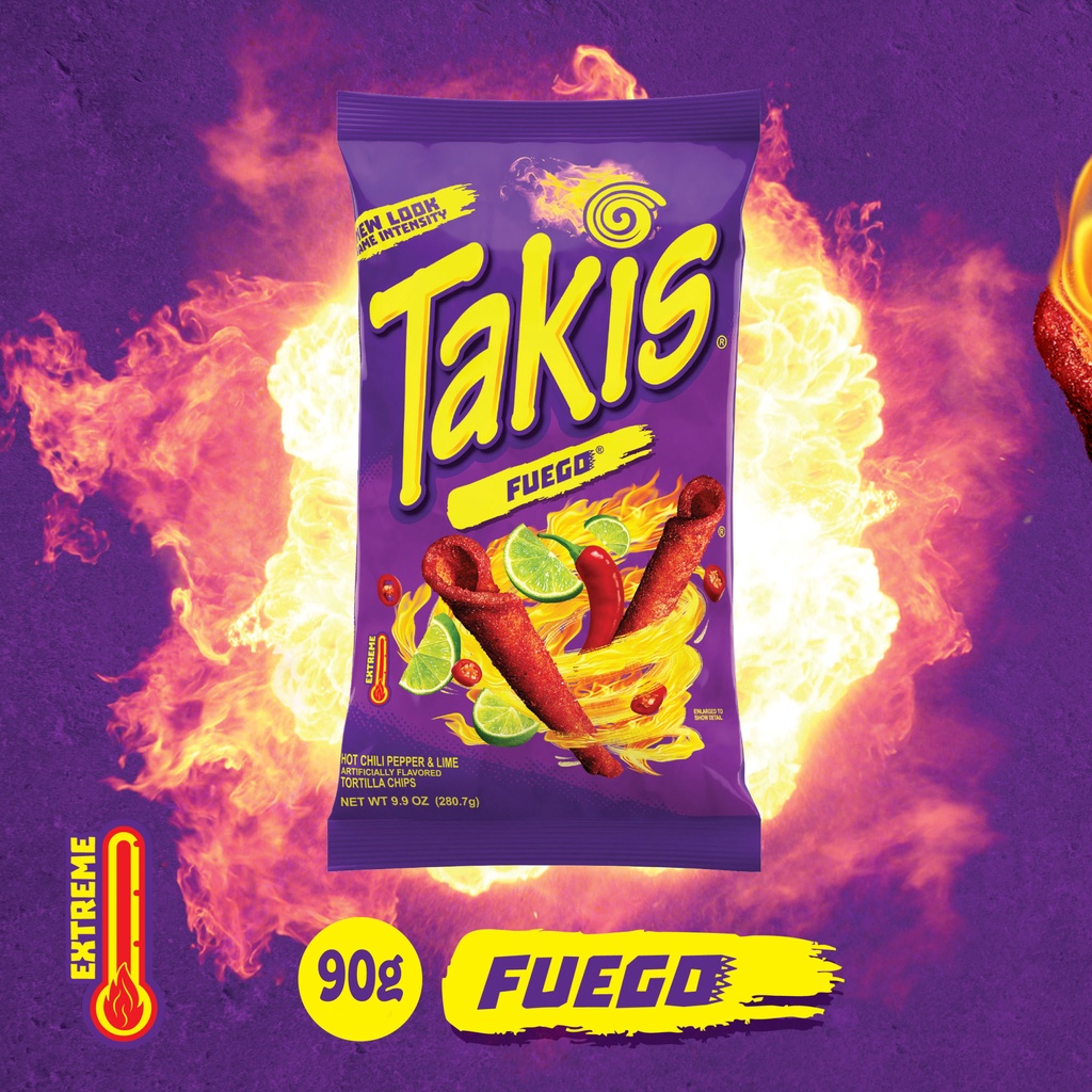 TAKIS Fuego Tortilla Chips Spicy Chili Pepper & Lime Flavour 90g ...