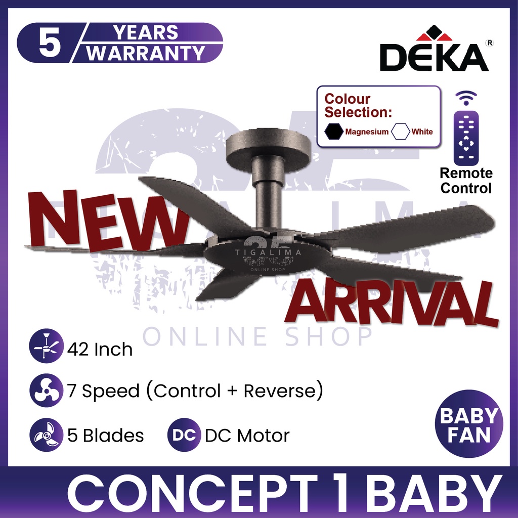 DEKA CONCEPT 1 BABY 42Inch 5 Blades 7 Speed Forward + Reverse DC Motor ...