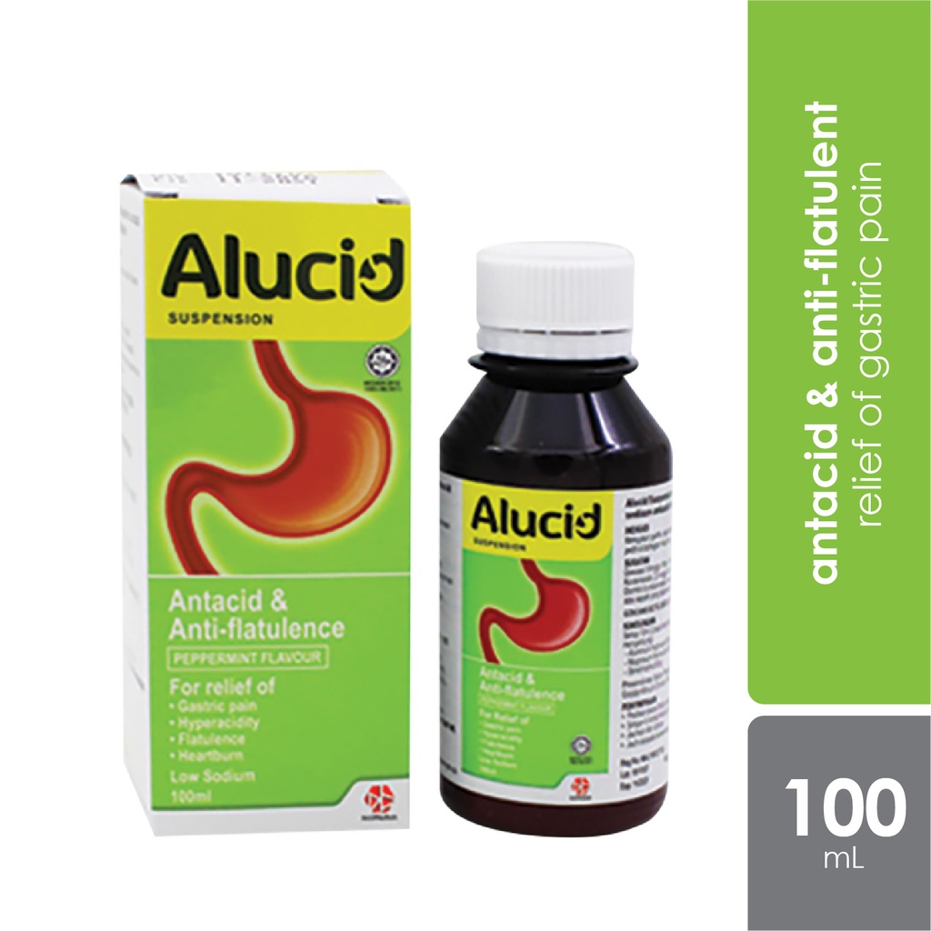 Alucid Suspension 100ml for Gastric, Windy Stomach and Heartburn ...