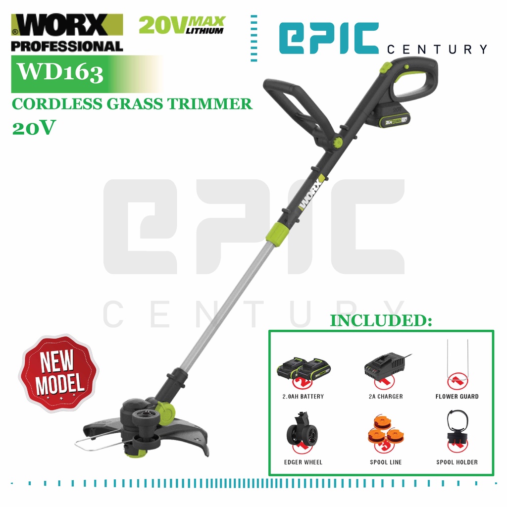 WORX WD163 Professional Grass Cutter 20V LI-ION GT3 Cordless Electric ...
