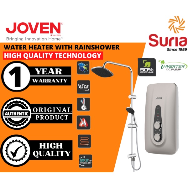 Joven Instant Water Heater With Rain Shower ( DC INVERTER PUMP ) Shower Heater / Pemanas Air ...