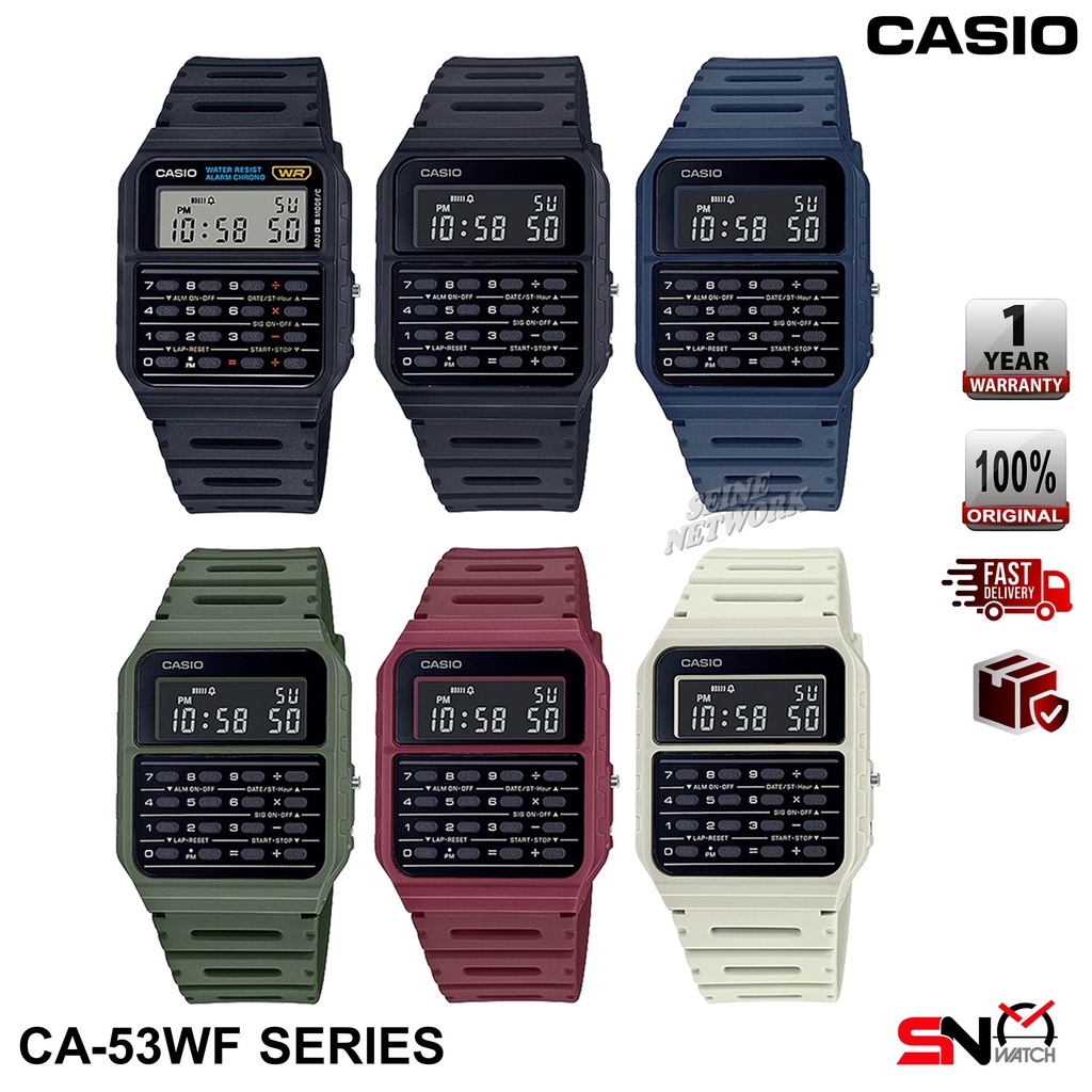 Casio Calculator Watch CA-53W CA-53WF Digital Resin Band Unisex Watch ...