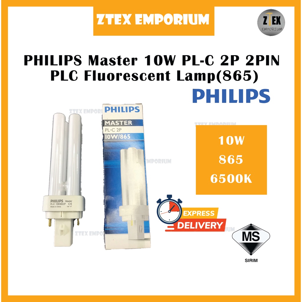 PHILIPS MASTER 10W PLC 2P 2-PIN PLC FLUORESCENT LAMP 865 6500K | Shopee Malaysia