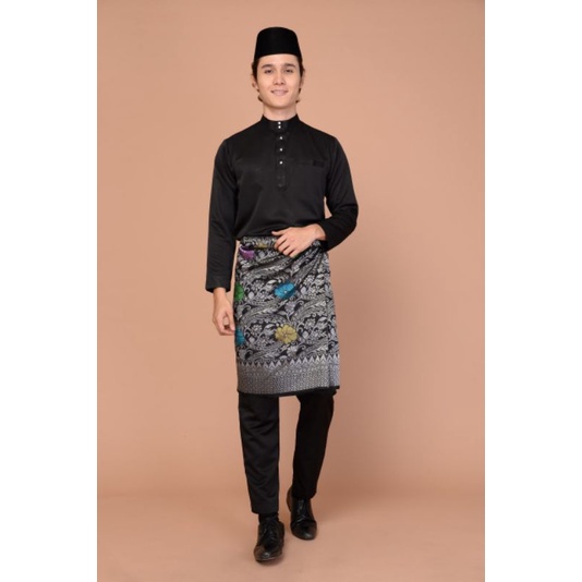 BAJU MELAYU CEKAK MUSANG SLIM FIT CUTTING KECIL BLACK HITAM | Shopee ...