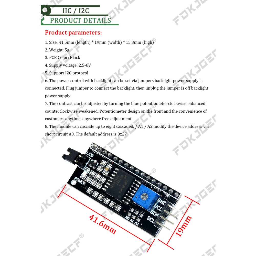 LCD1602 5V 1602 module Blue/Green screen 16x2 Character LCD Display ...