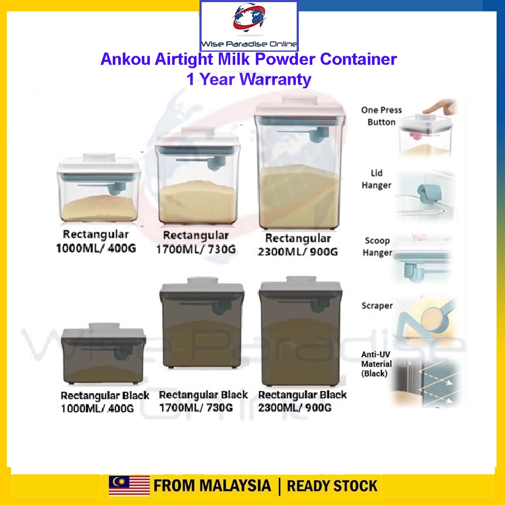 ANKOU Airtight Container Various Size & Shape - Milk/Food Storage Touch ...