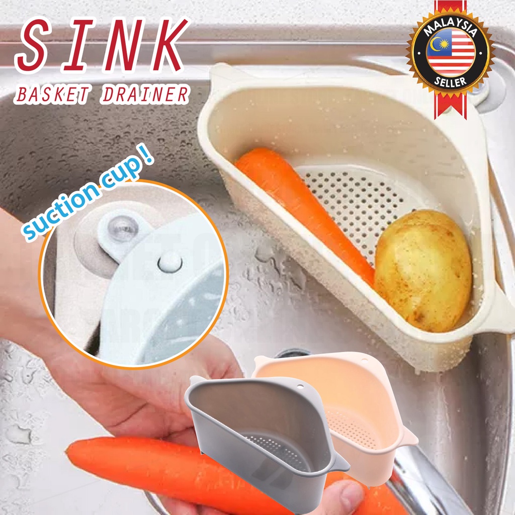 Kitchen Triangular Sink Drainer Corner Strainer Basket with Suction Cup ...