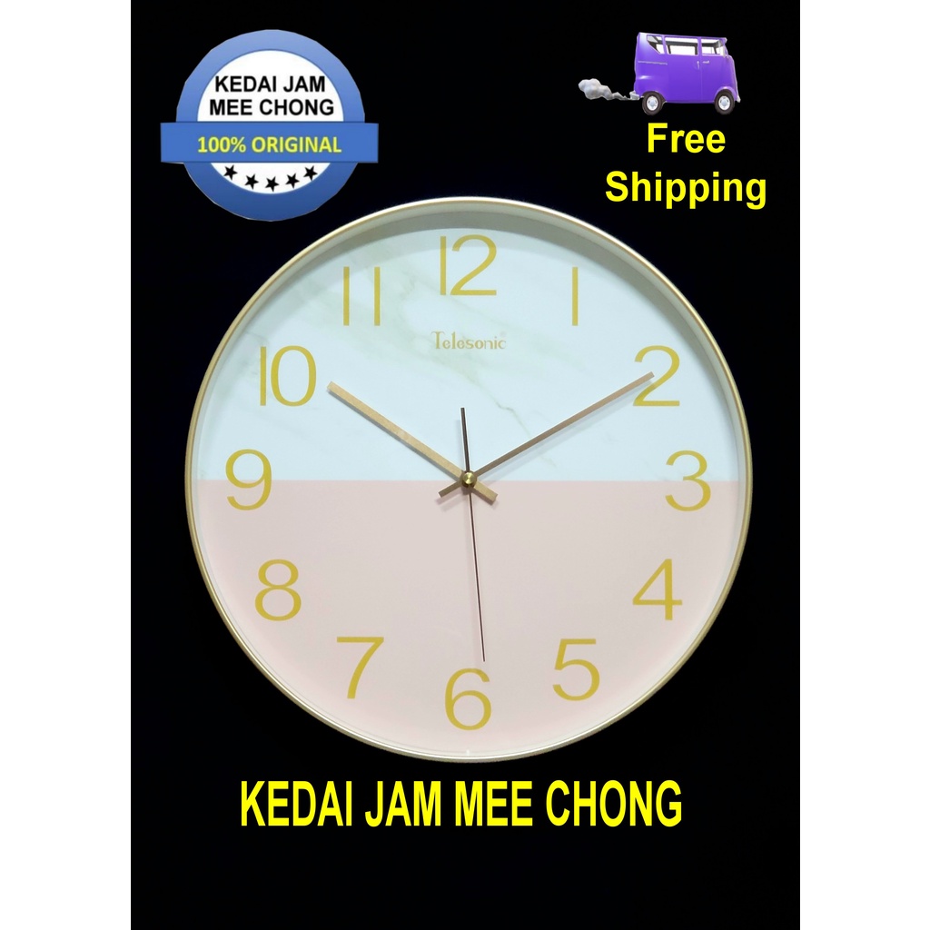 [Clock] 100% ORIGINAL Telesonic Q0736-7 White/Pink Dial Fashion Wall ...