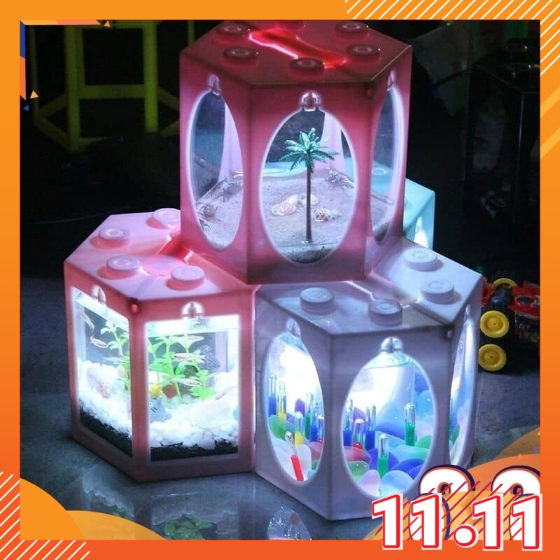 Mini Aquarium Betta Fish Hexagon Lego Tank New Style Block Tank , Guppy ...