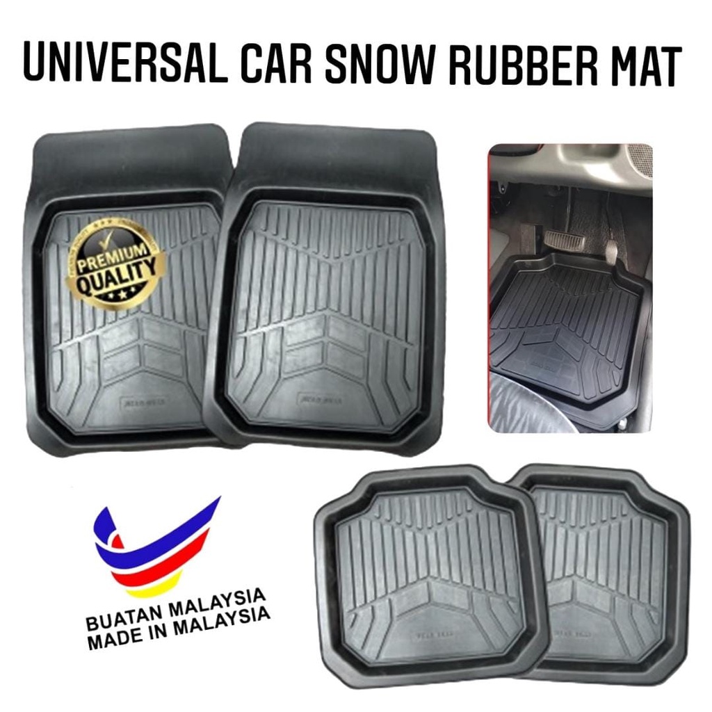 Universal Car Anti Slip Snow Bowl Shape Rubber Floor Mat Getah Kereta Alas Kaki Carpet | Shopee ...