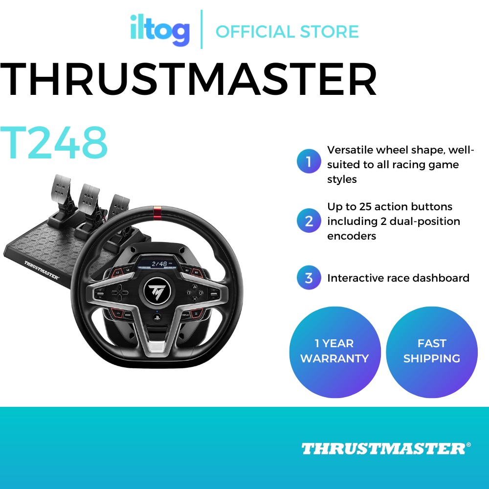 Thrustmaster T248, Racing Steering Wheel and Magnetic Pedals, HYBRID ...