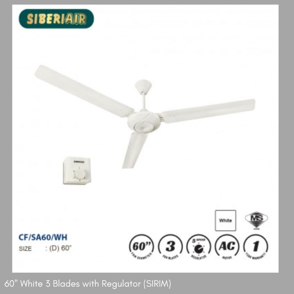 SIBERIAIR Ceiling Fan (60Inch) 5-Speed Regulator Control Ceiling Fan ...