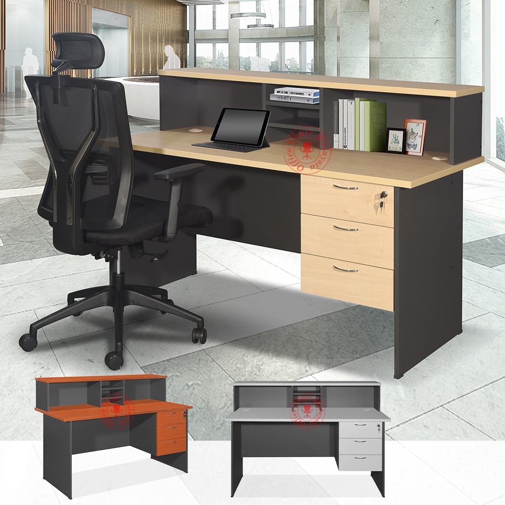 4ft 5ft 6ft Reception Counter Table with Fixed Pedestal / Cashier ...