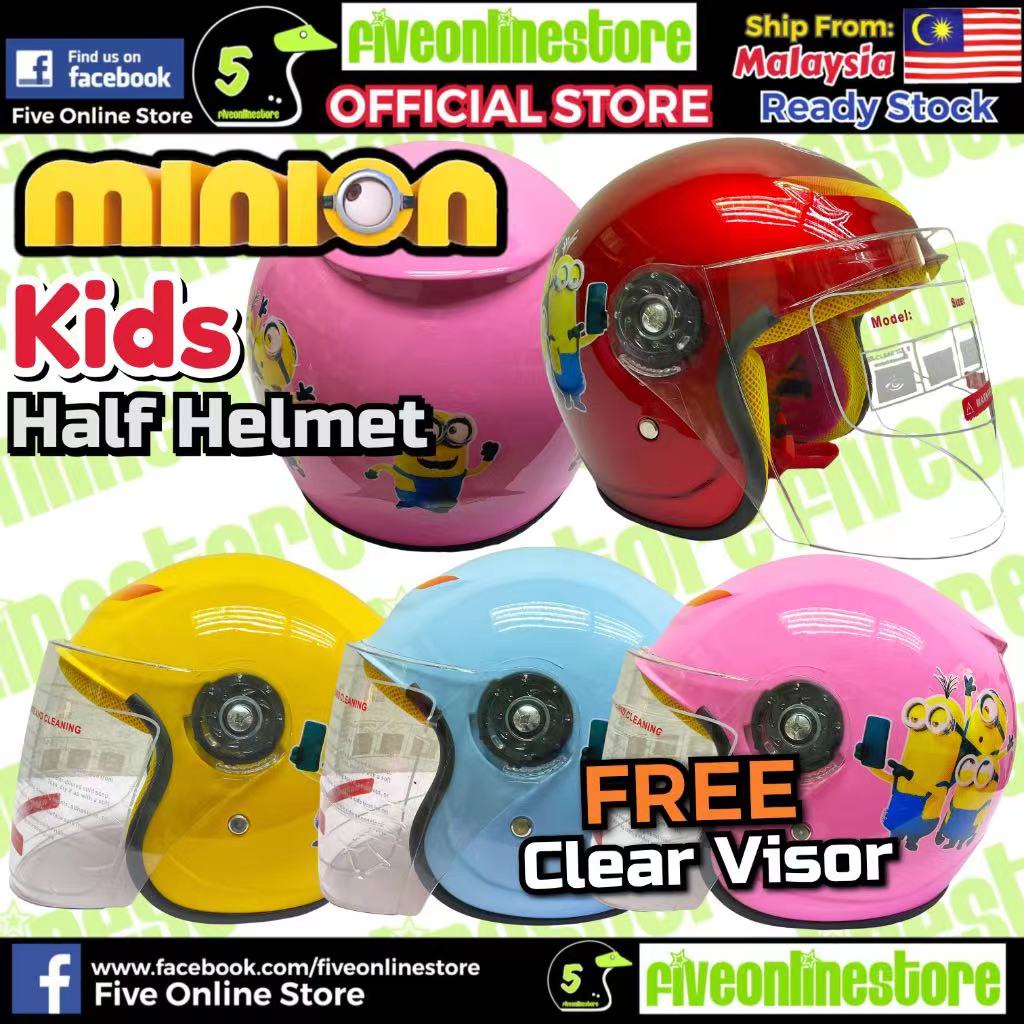 Cartoon Kids Motorcycle Helmet Minions Half Helmet Open Face Helmet ...