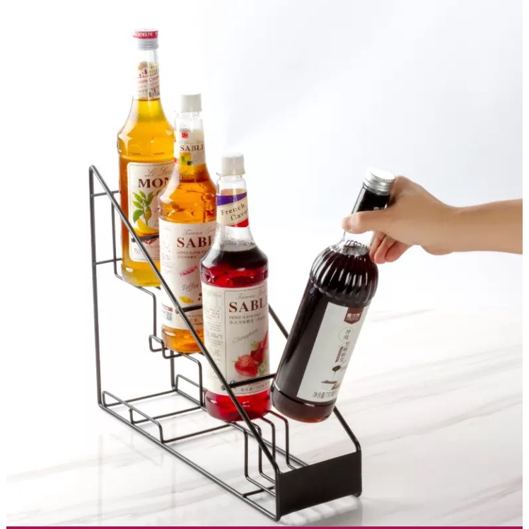 [READY STOCK] Glass Bottle Display Rack Monin Syrup Rack Coffee Storage ...