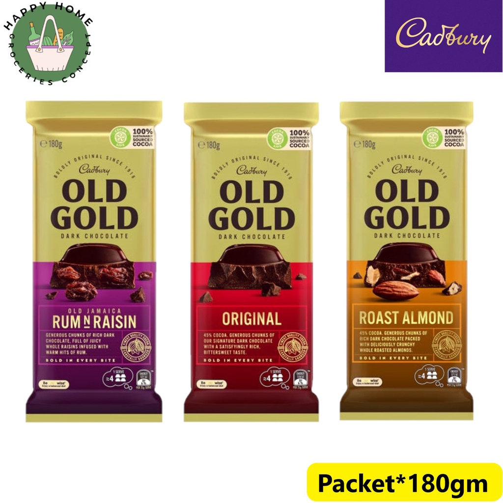 Cadbury Old Gold Dark Chocolate Bar Original / Rum N Raisin / Roast ...