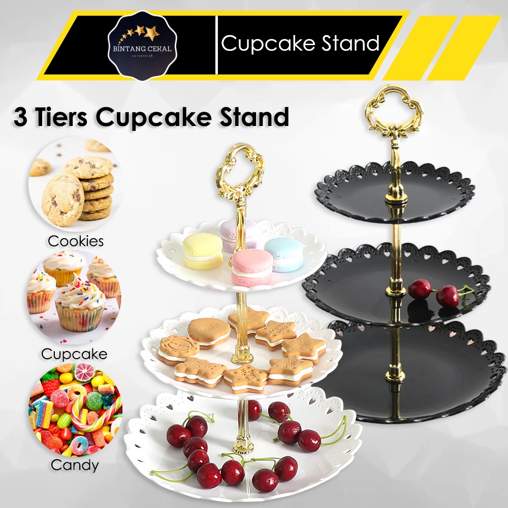 BC 3 Layers Dessert Plate Cupcake Tray High Tea Tray Stand Portable ...