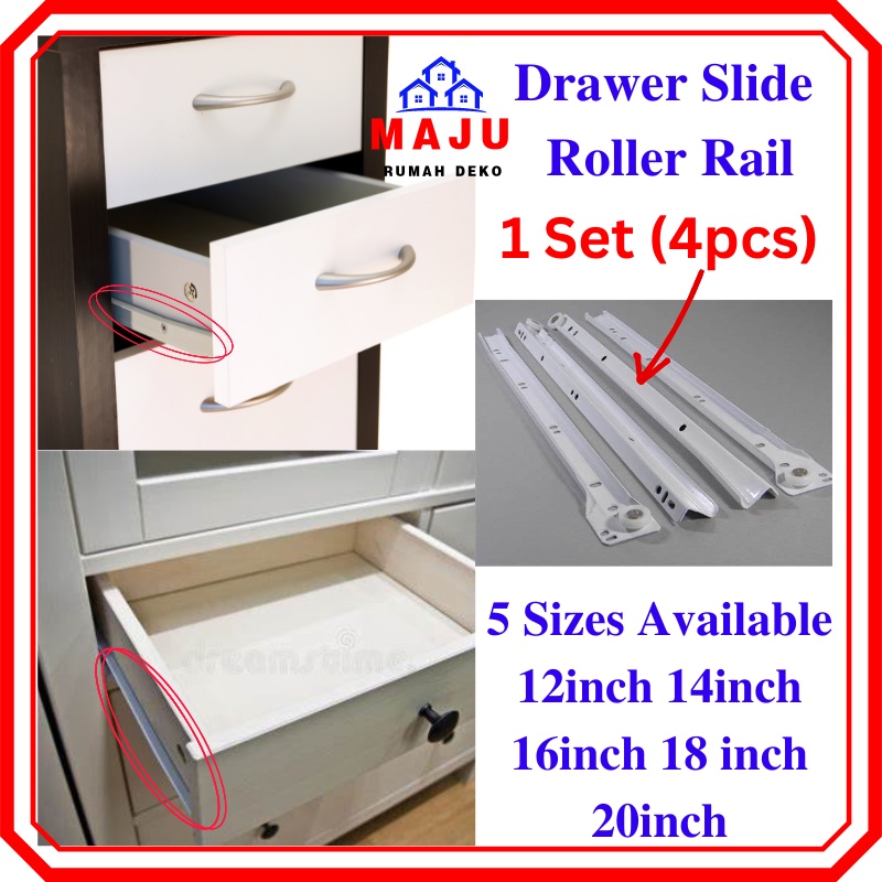 MAJU Heavy Duty Office Cabinet Drawer Slider Roller Rail Runner Slaid ...