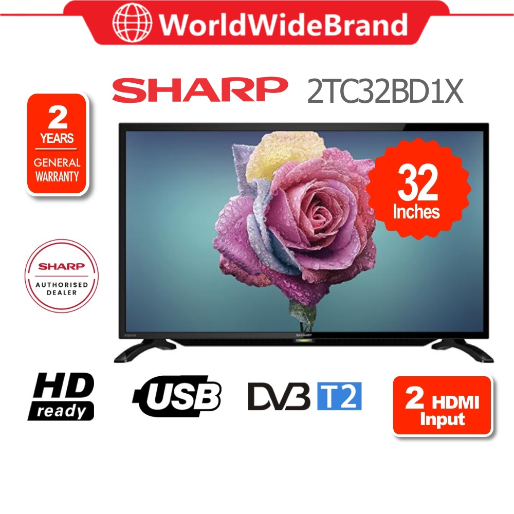 Sharp 32 Inch DVD-T2 HD LED TV 2TC32BD1X | Shopee Malaysia