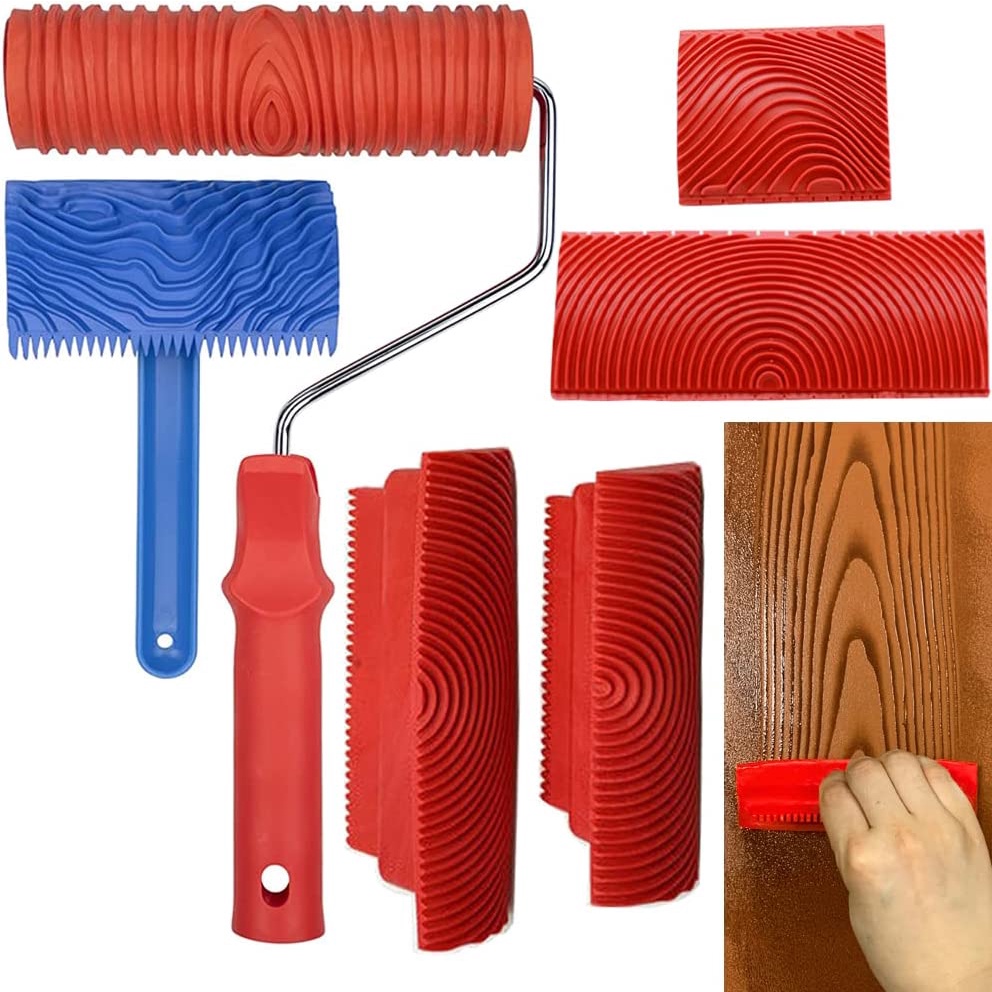 Wood Graining Tool Set, 6pcs 7" Fake Wood Grain Roller Painting Tool ...