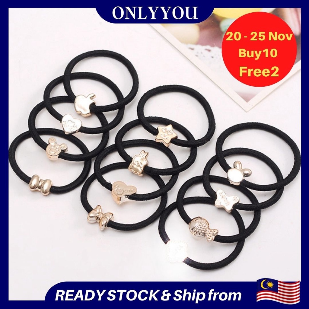 Hairband Korean Black Hair Band Hairties Rubber Band Getah Rambut Hitam ...