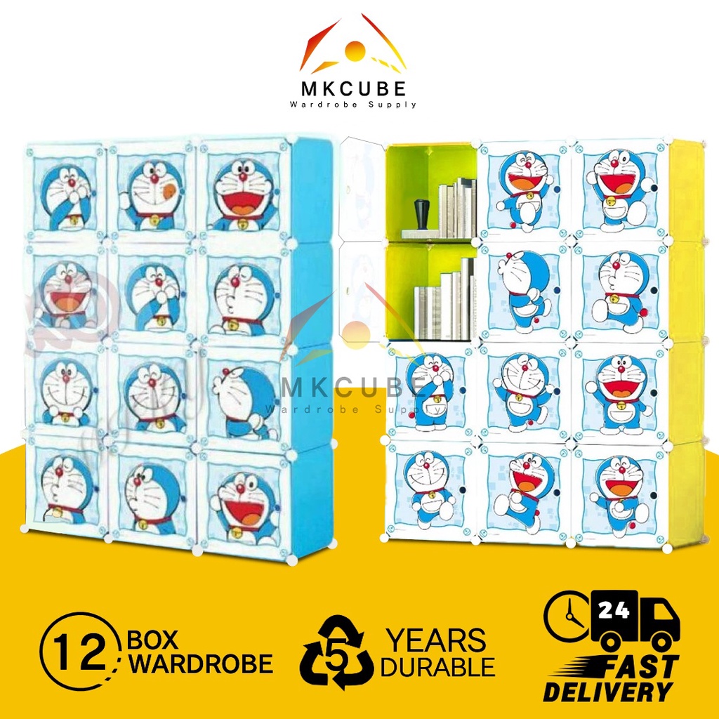 12 Doraemon Kid Cartoon Wardrobe Cube/ Almari /Cabinet Storage DIY ...
