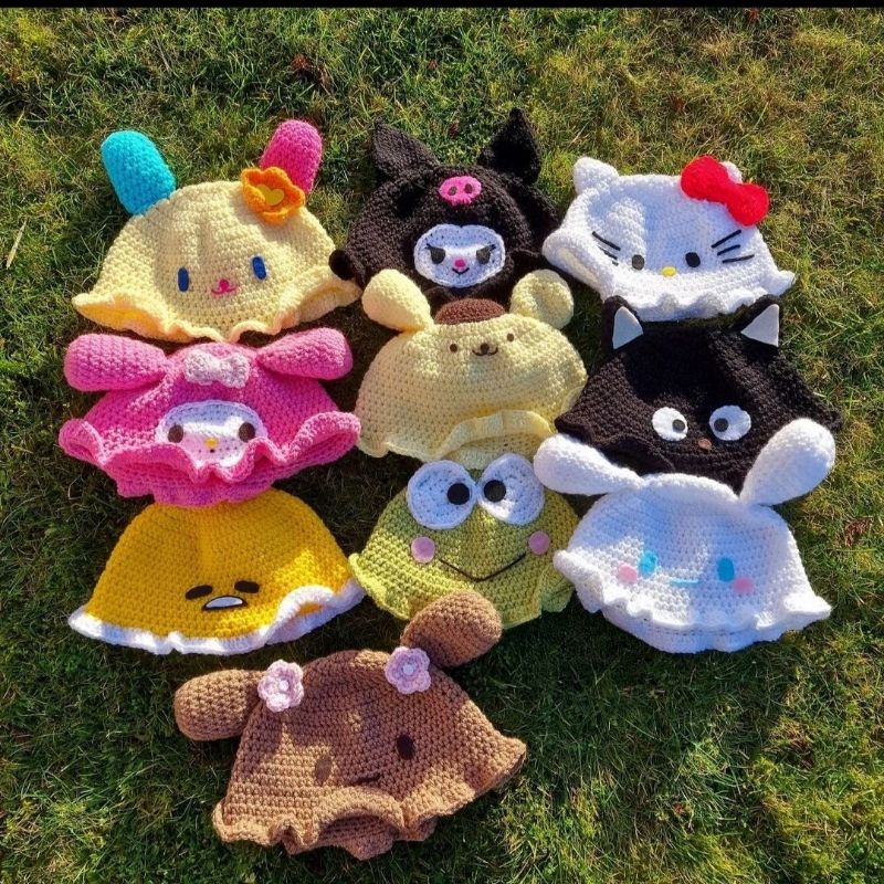 Handmade Sanrio Hat / topi kait / crochet bucket hat | Shopee Malaysia