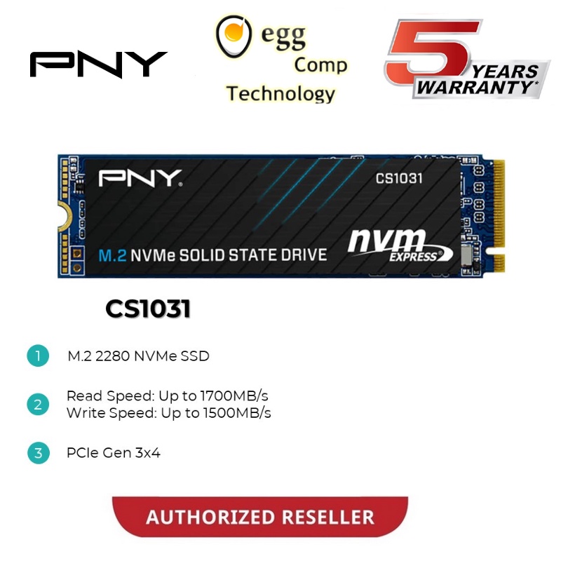 PNY CS1031 256GB / 512GB 1TB / 2TB M.2 2280 NVME PCIE GEN 3X4 INTERNAL SOLID STATEDRIVE 3D NAND ...