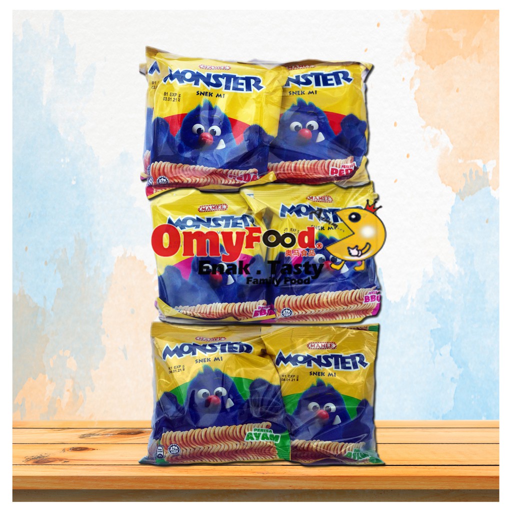 25g x 6pcs Mamee Monster Snek Mi Assorted Flavor [BBQ / Ayam / Pedas ...