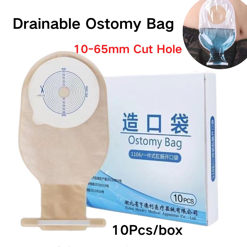 Hendry 10pcs Drainable one-piece System Ostomy Bag 10-65mm Cut ...