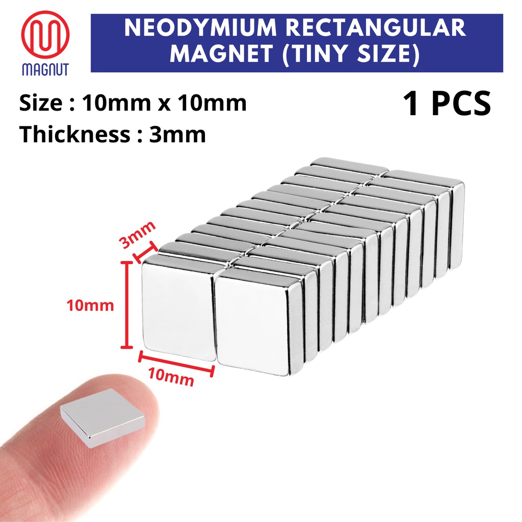 1pcs- TINY SIZE 10mm x 10mm x 3mm Super Strong Rectangular Magnet ...