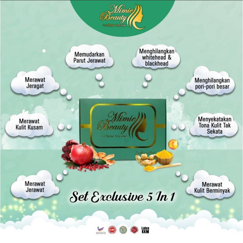Mimie Beauty Skincare Set Eksklusif 5in1 + free gift | Shopee Malaysia