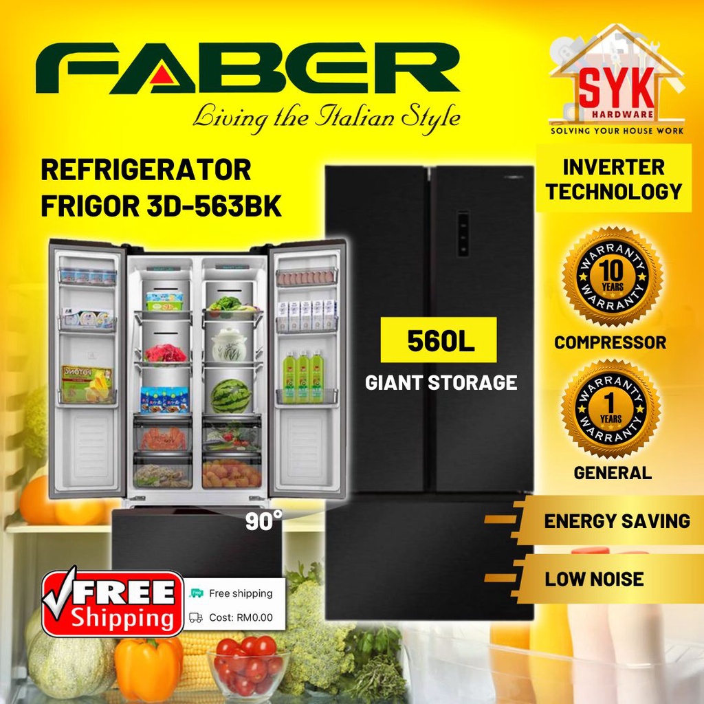 SYK Free Shipping Faber Refrigerator Dual Inverter 560L 3 Door FRIGOR ...