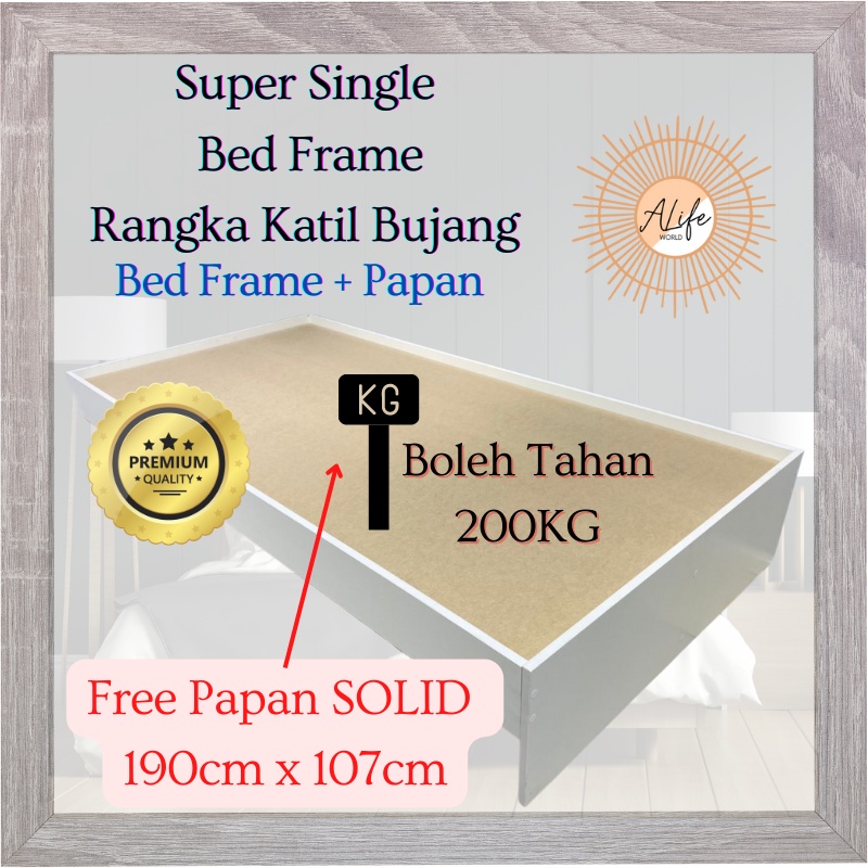 ALife White Super Single Bed Frame FREE Board Bear 200KG Putih Murah ...