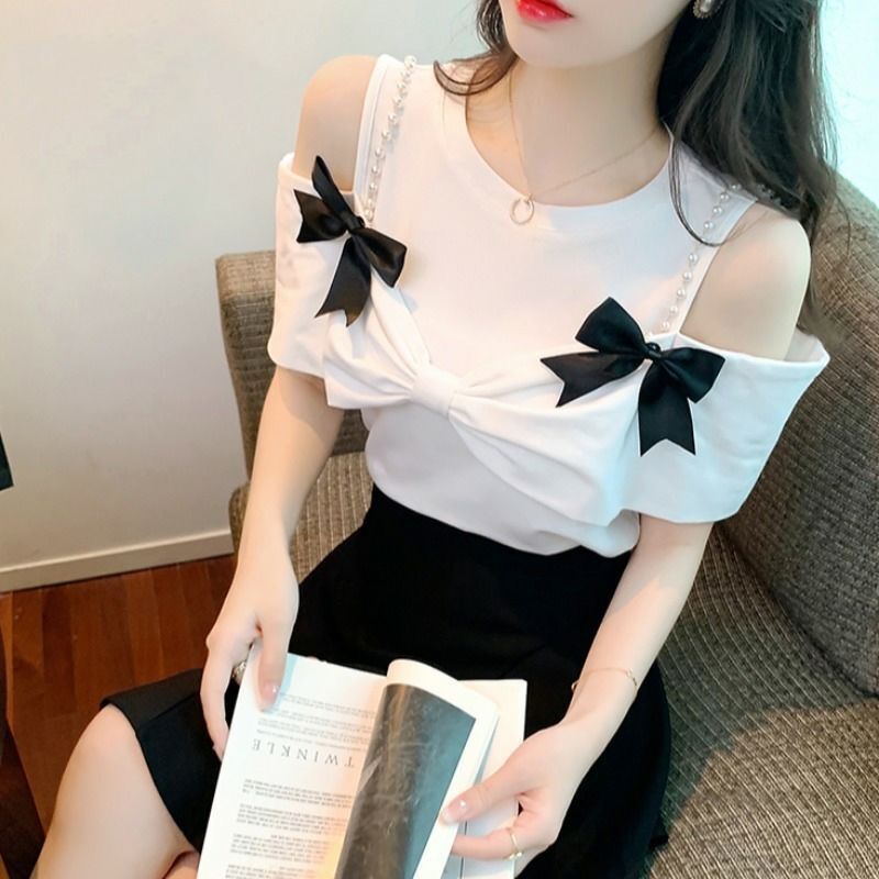 【40-100kg M-5xl] 大码胖mm2-300斤设计感小众白色短袖t恤女夏季甜美清新上衣打底衫 t-SHIRTS FATbigsize oversize | Shopee Malaysia