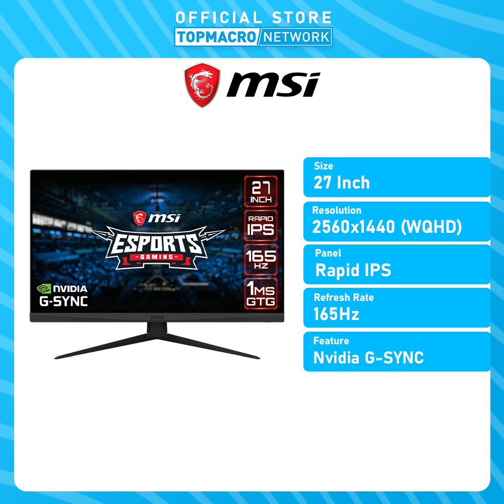 MSI OPTIX G273QF, 27" ESPORTS GAMING MONITOR, 2560X1440, 165HZ, 1MS ...
