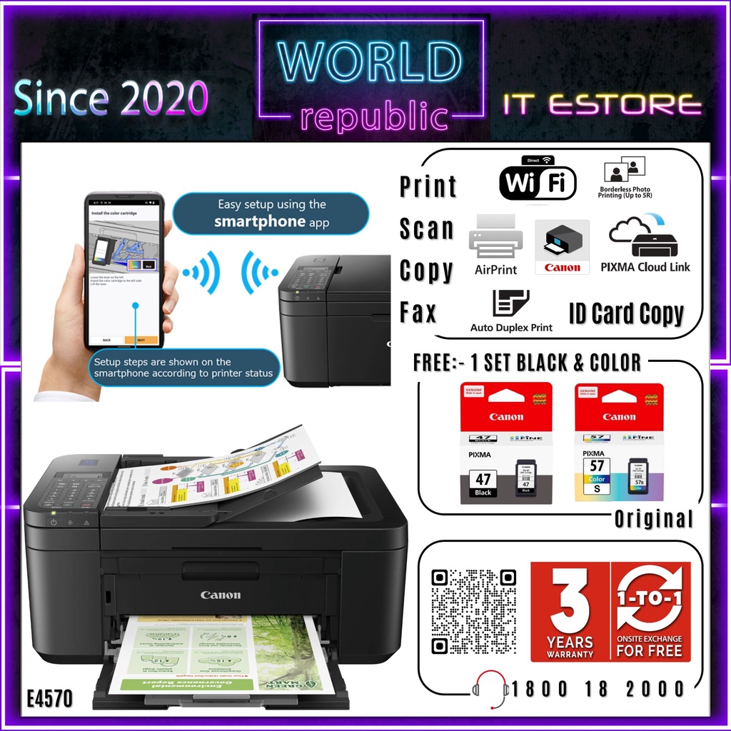 Canon Printer Wireless PIXMA E4570 AIO 2 Sided Print Auto Document ...