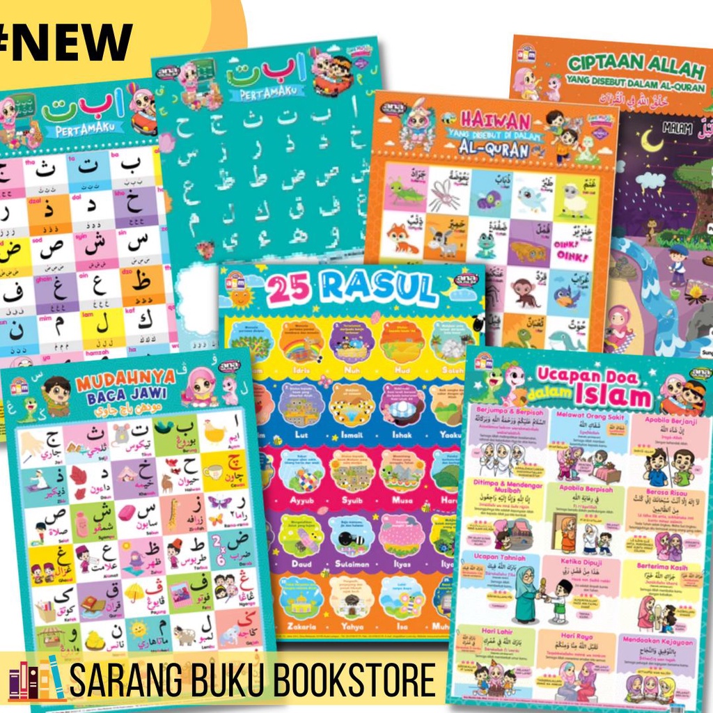 POSTER ANA MUSLIM -MUDAHNYA BACA JAWI, ALIF BA TA PERTAMAKU ,25 RASUL ...