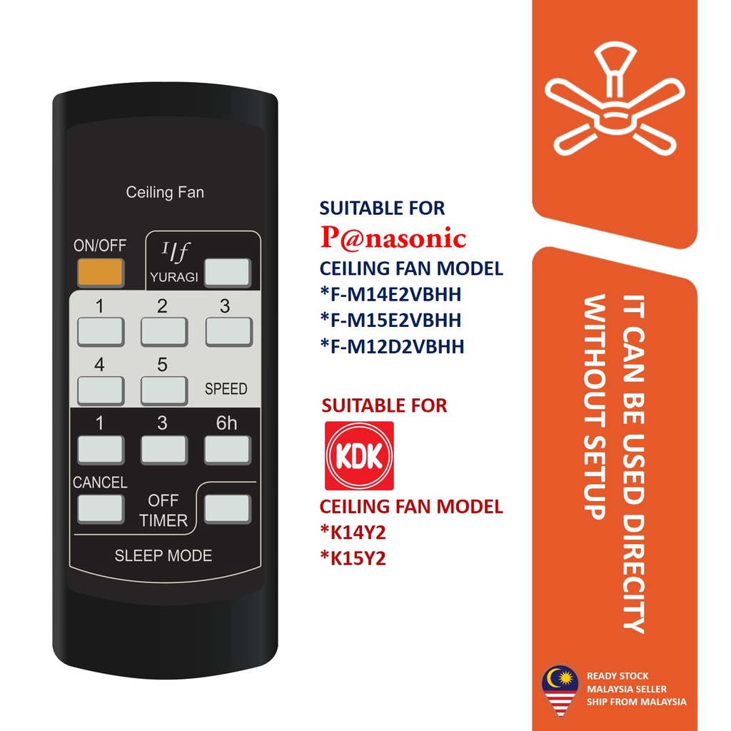 Panasonic KDK 5 Speed Ceiling Fan Remote Control For Replacement F ...