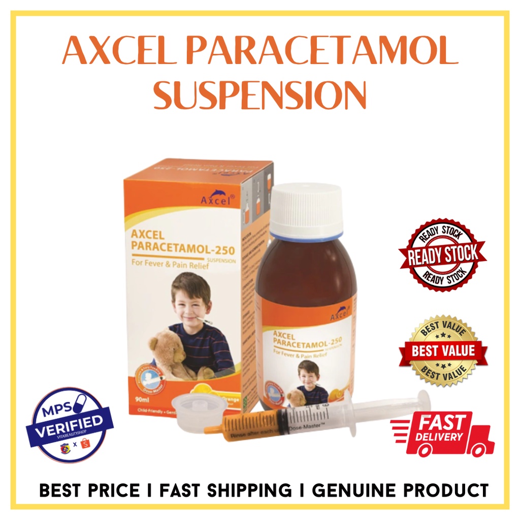 Axcel Paracetamol 250mg 90ml (For fever & Pain Relief) | Shopee Malaysia