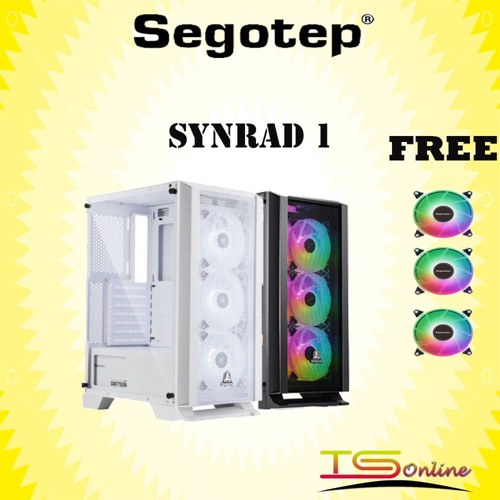 SEGOTEP SYNRAD 1 ATX GAMING CASING WITH 3 ARGB FAN (BLACK/WHITE) | Shopee Malaysia