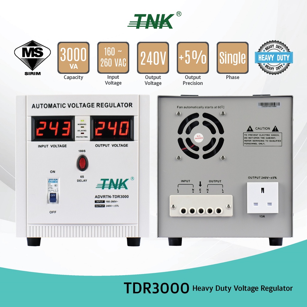 TNK TDR3000 3000VA AVR Automatic Voltage Regulator [To Protect TV ...