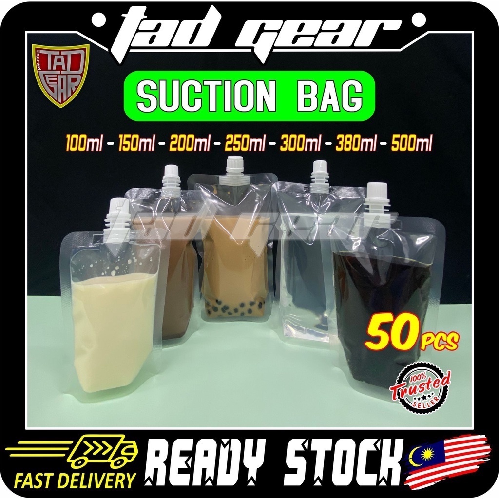 50pcs Transparent Suction Drink Bag Bubble Tea Suction Bag Drinks ...