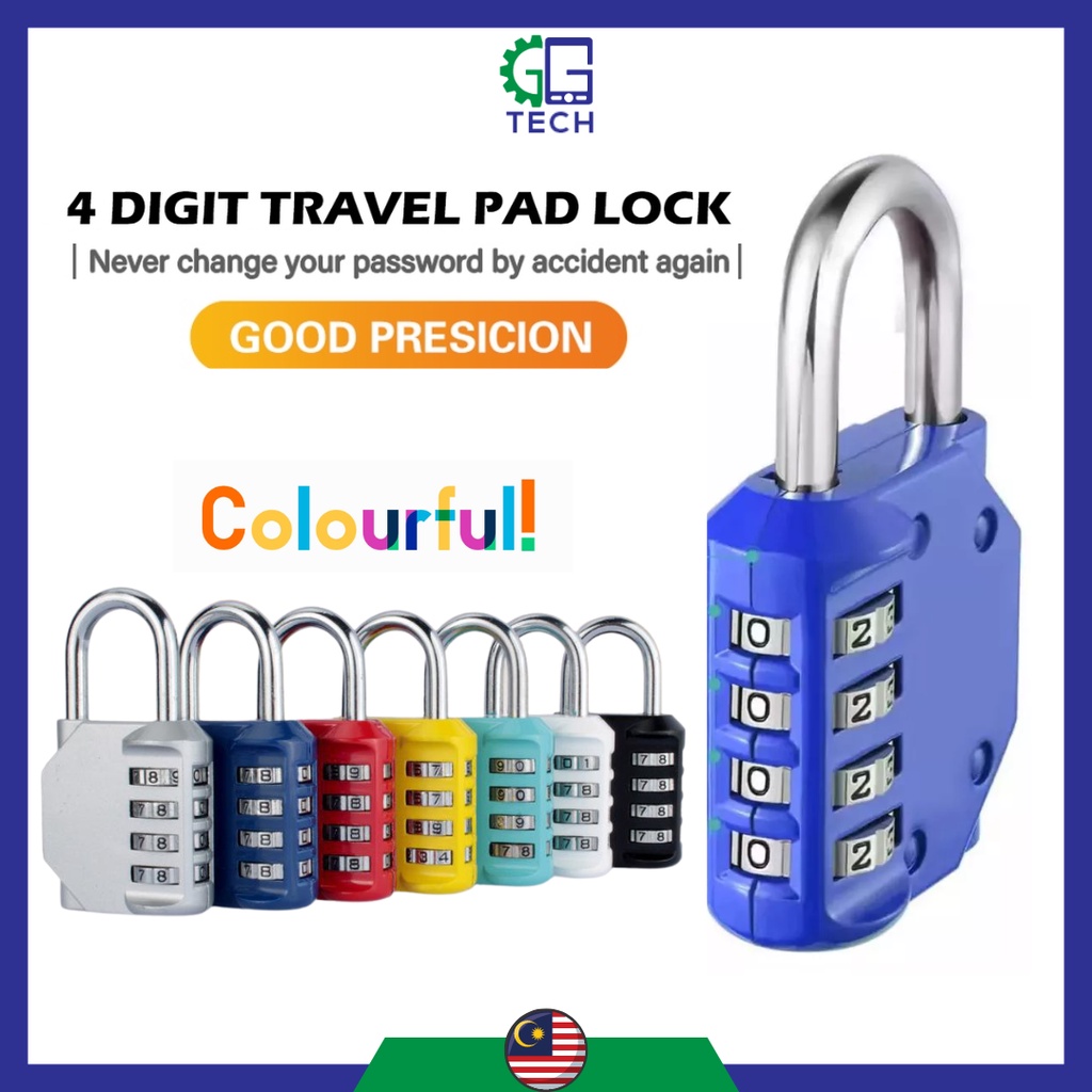 4 Digit Zinc Alloy Password Small Portable Lock Travel Padlock Password ...