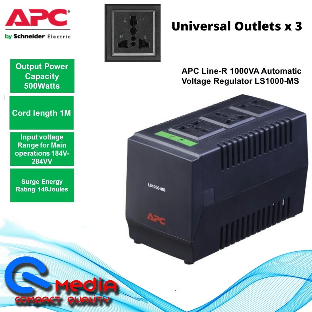 APC AVR LS1000-MS 1000VA 230V LINE-R AUTOMATIC VOLTAGE REGULATOR UPS 3 ...