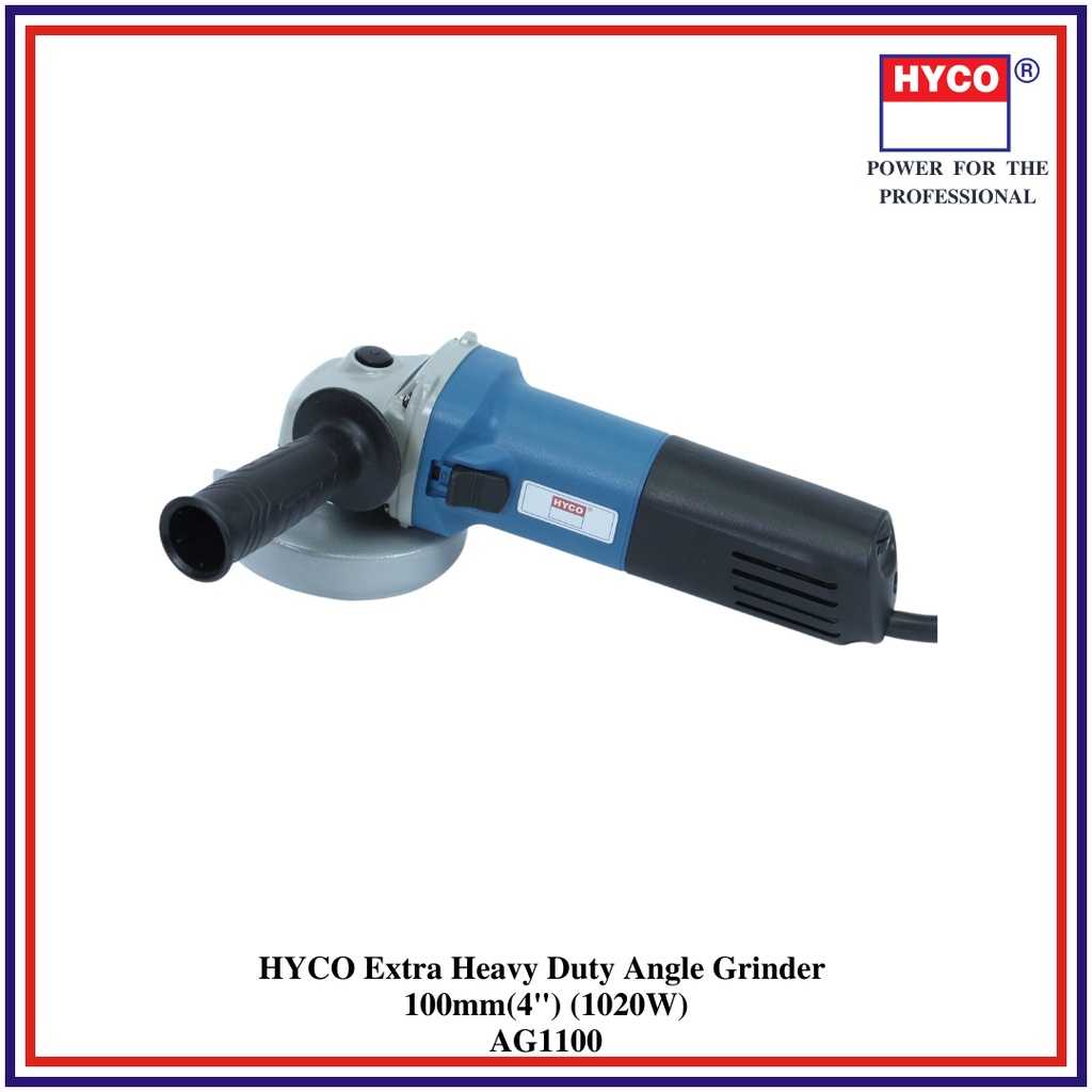 HYCO AG1100 Extra Heavy Duty Angle Grinder 100mm(4") (1020W) | Shopee ...