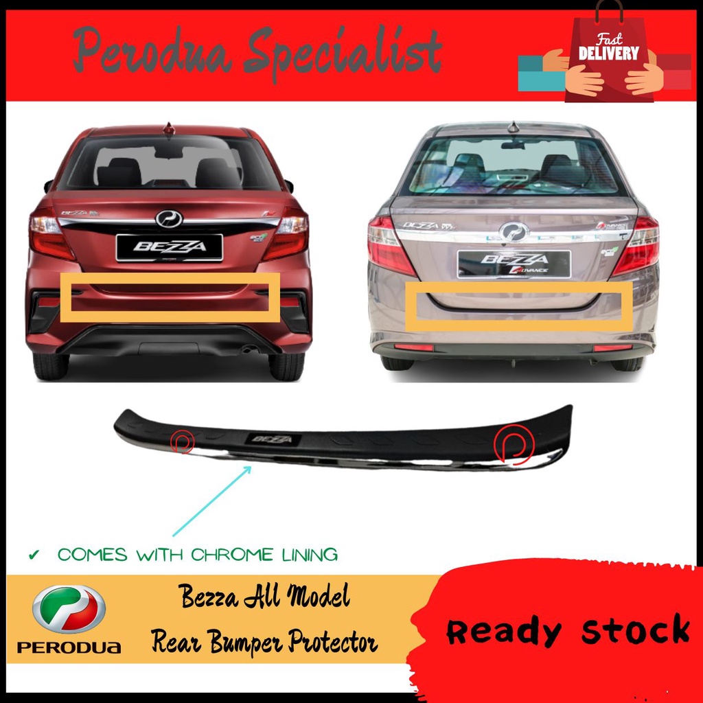 Perodua BEZZA ALL MODEL Bumper Guard Rear Bumper Protector With Chrome ...