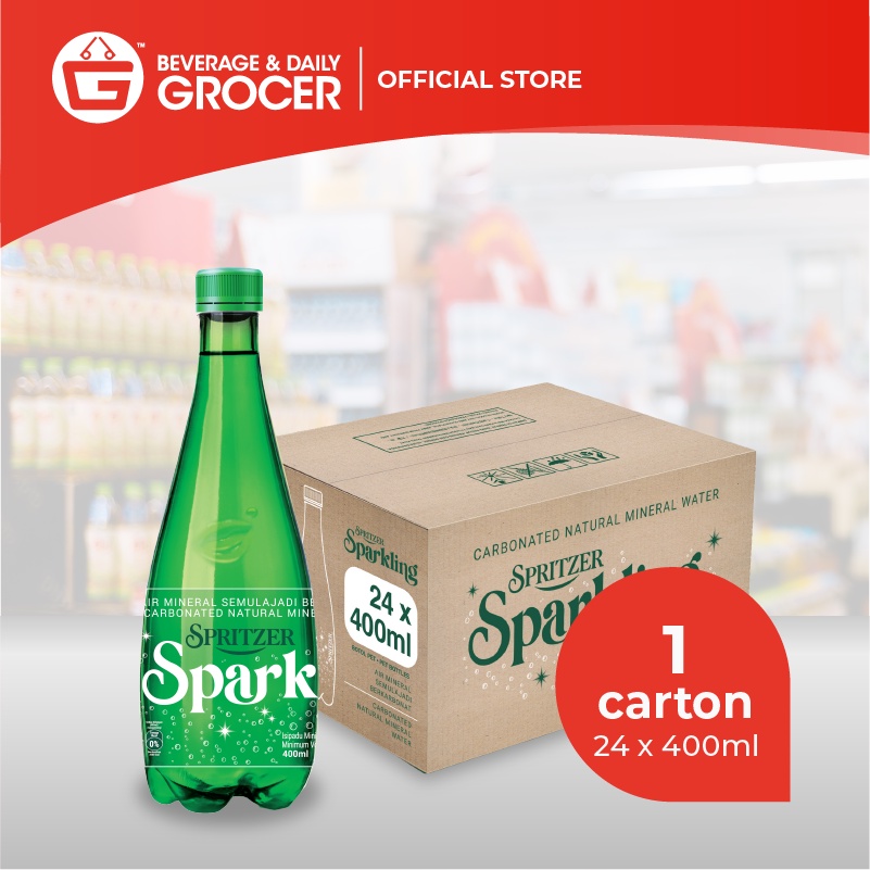 Spritzer Sparkling Natural Mineral Water 24 x 400ML (24 Bottles) 1 Carton | Shopee Malaysia